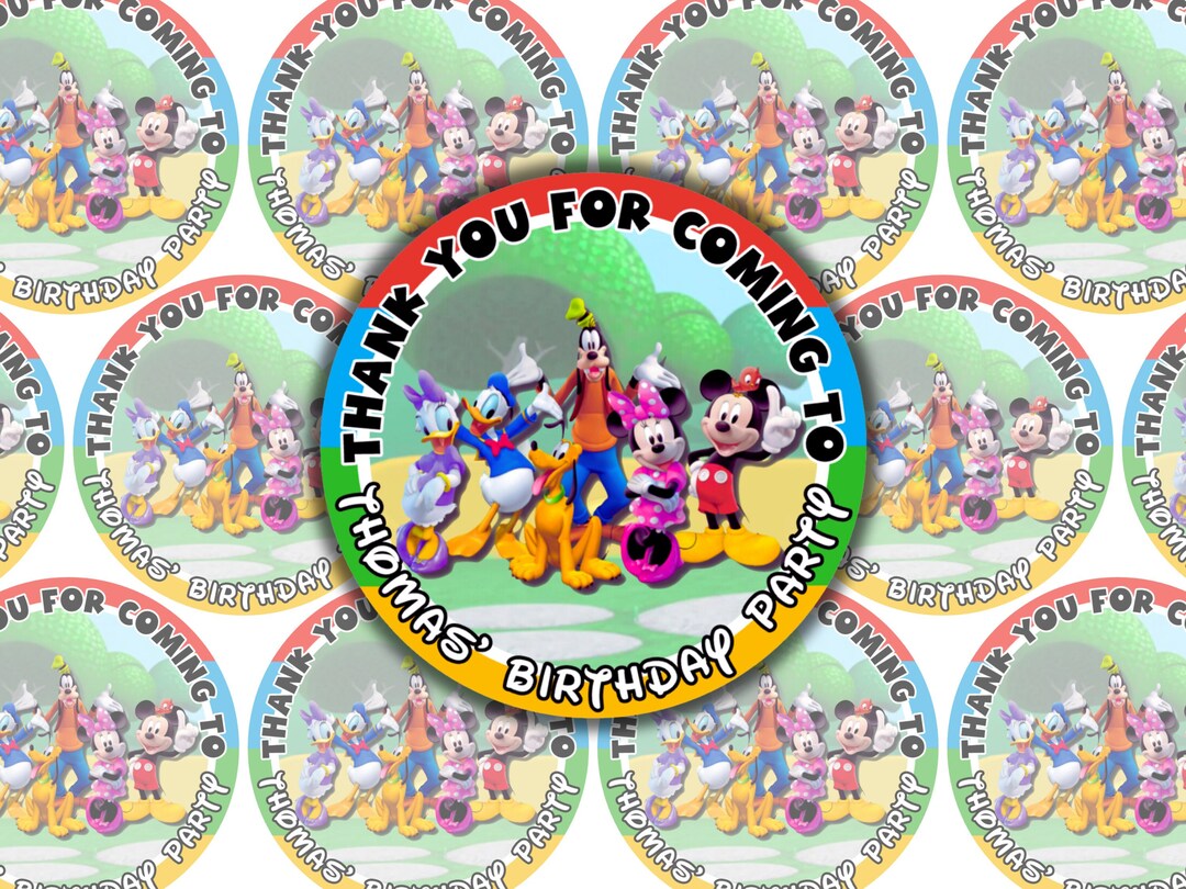 15 Mickey Mouse Clubhouse Themed Personalised Party Bag Stickers Thank ...