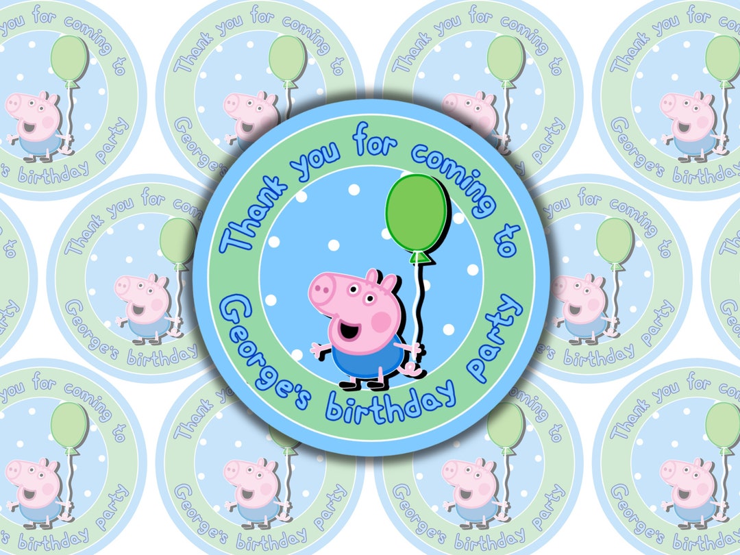 15 George Pig Themed Personalised Party Bag Stickers Peppa Pig Thank ...