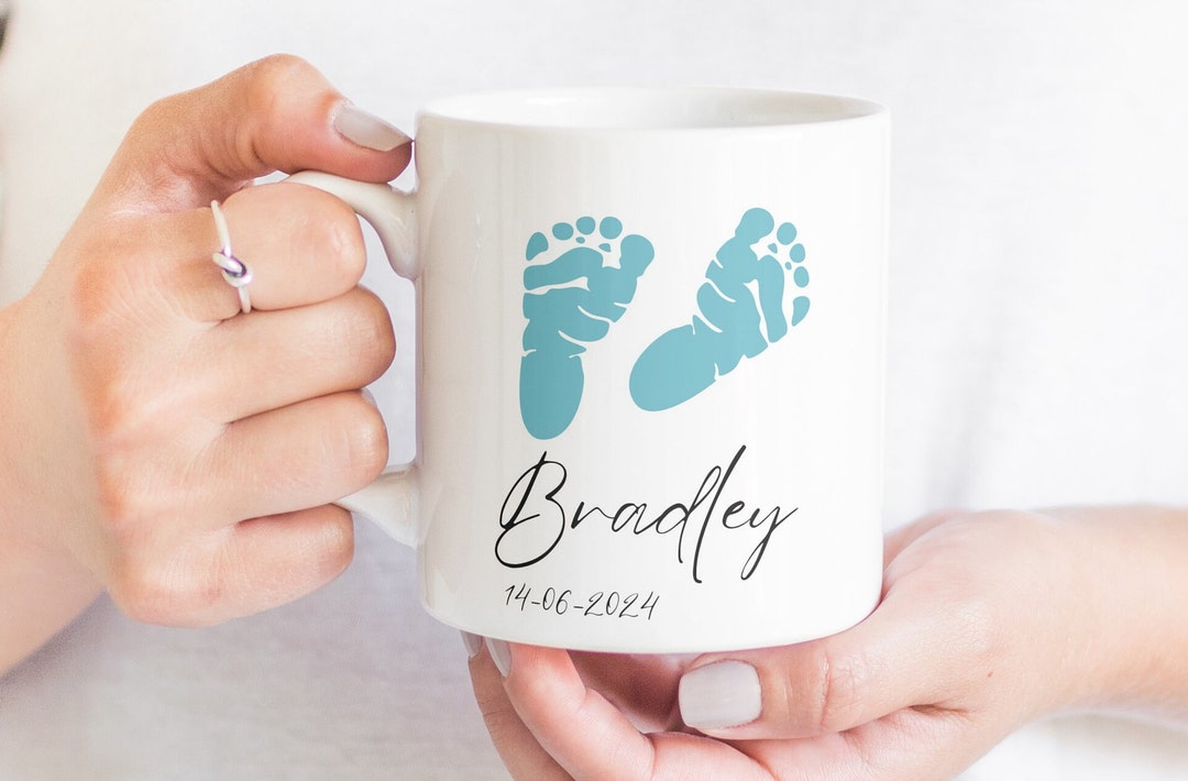 Baby Handprint Footprint Custom Mug, Personalized Mother's Day Gift ...