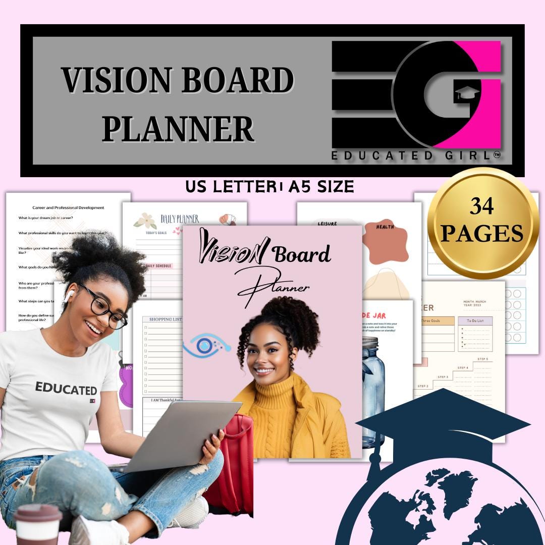 2025 Vision Board Planner, Goal Setting Organizer, Future Plans Diary ...