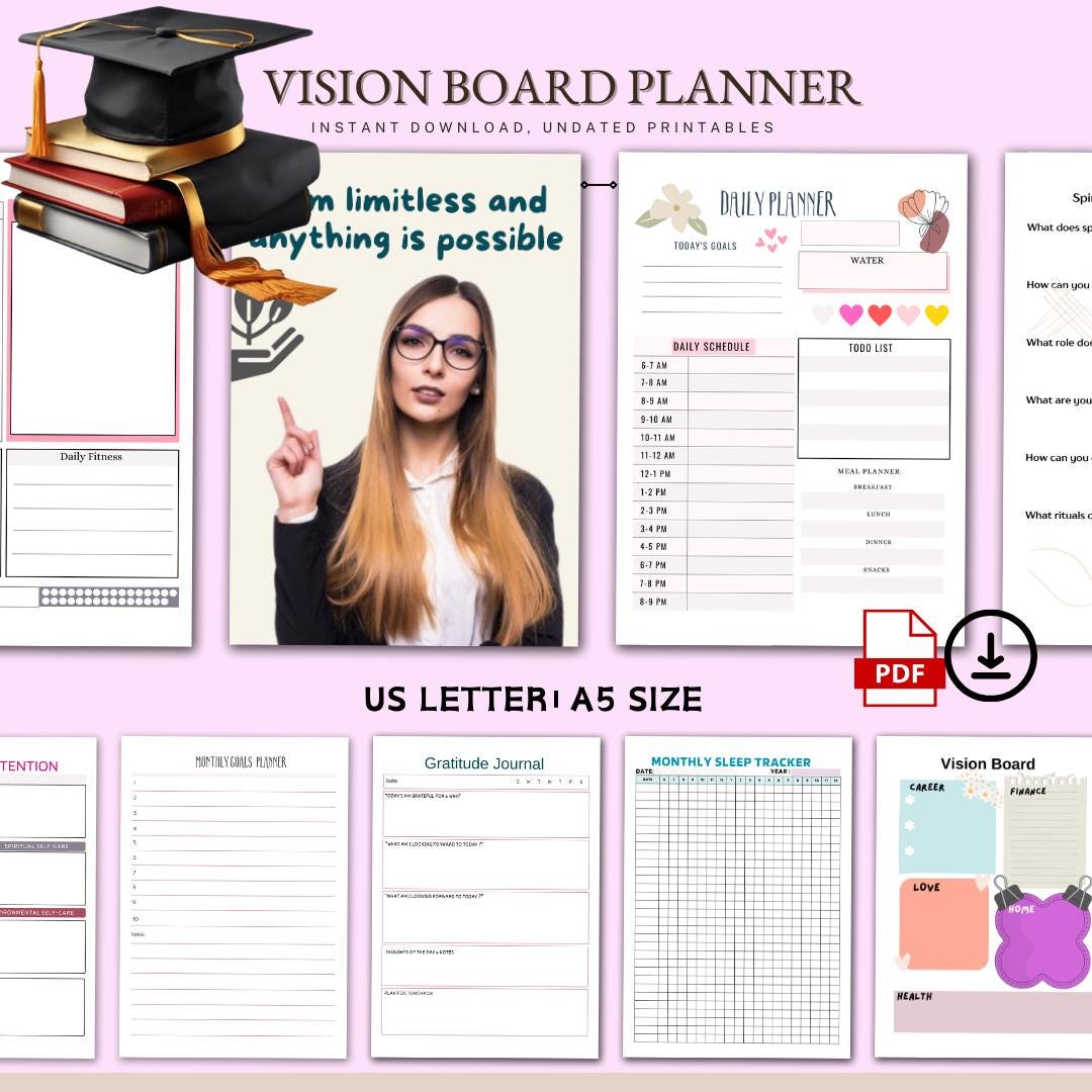 2025 Vision Board Planner, Goal Setting Organizer, Future Plans Diary ...