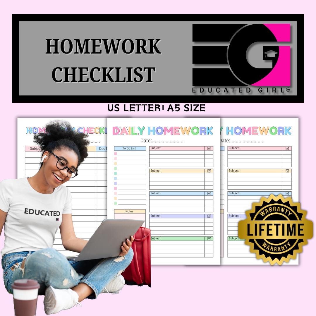 Academic Planner Homework Checklist, Student Agenda Book, Study ...