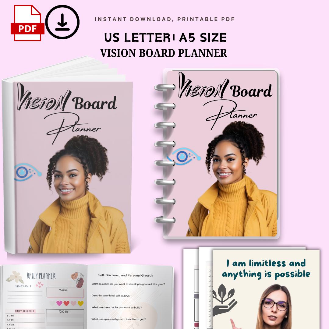 2025 Vision Board Planner, Goal Setting Organizer, Future Plans Diary ...