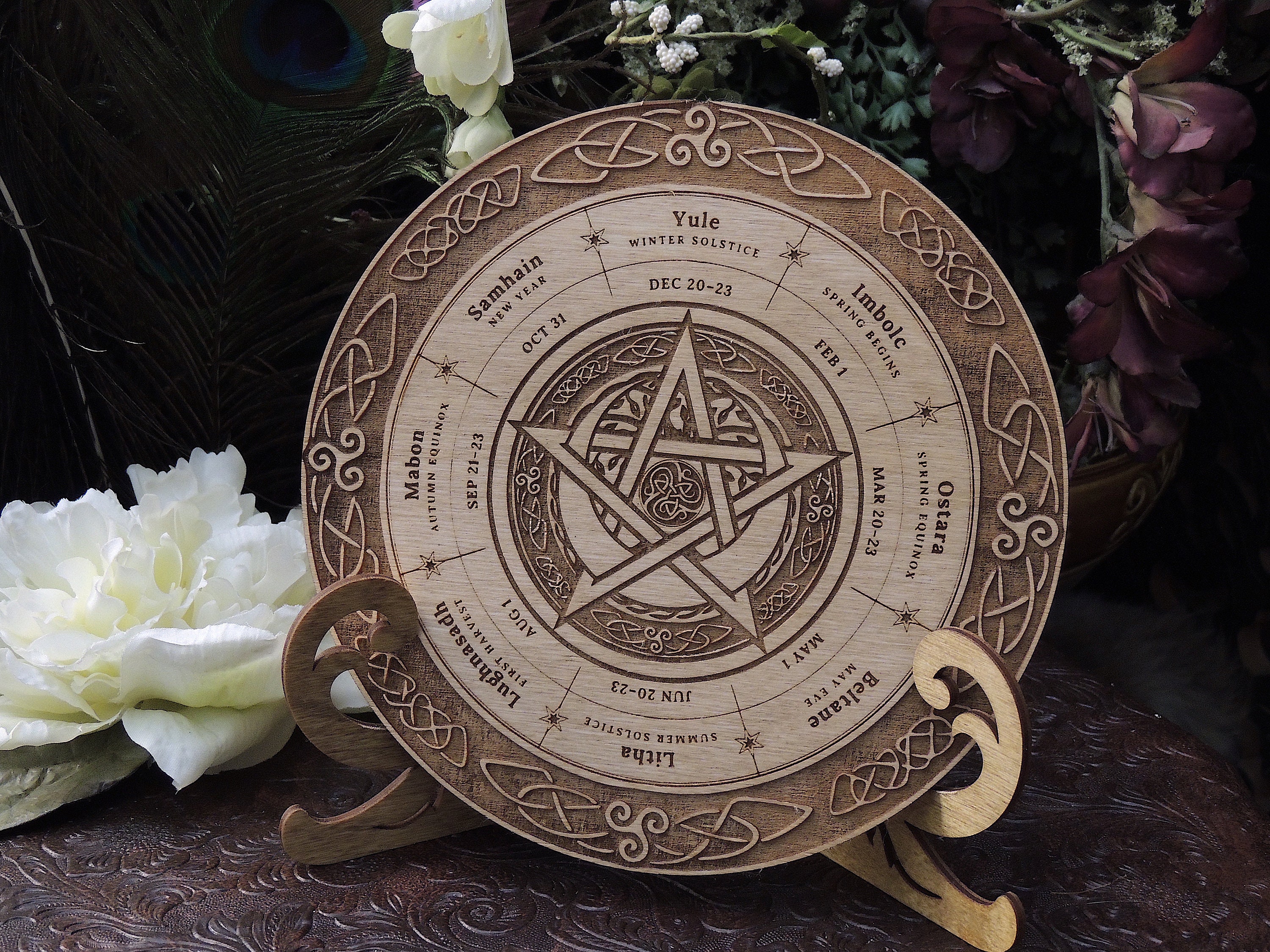 Wiccan Pentacle Solstice Wheel of the Year Pagan Calendar Sabbats ...