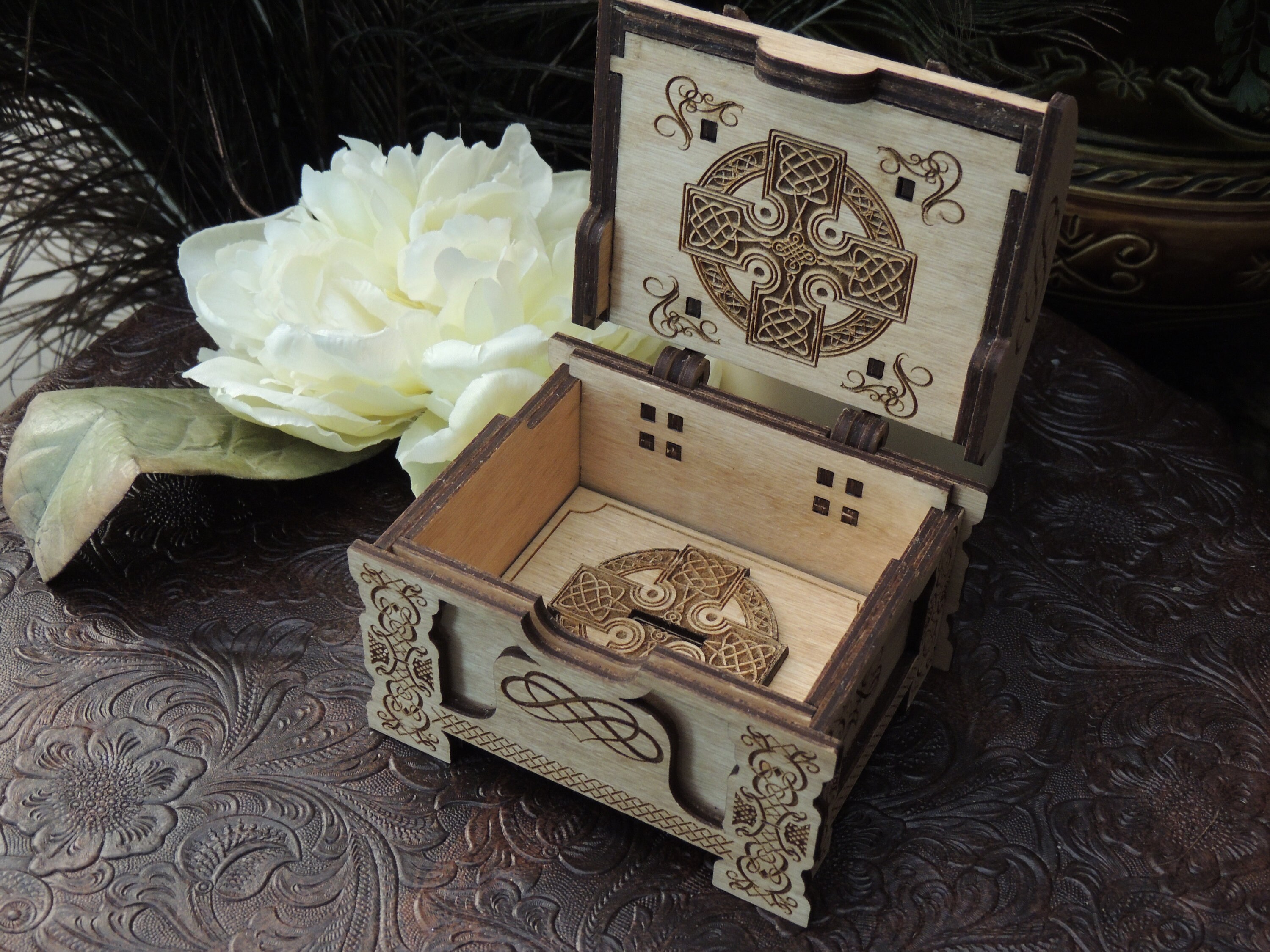 Engagement Ring Presentation Box Tree of Life Celtic Cross - Etsy