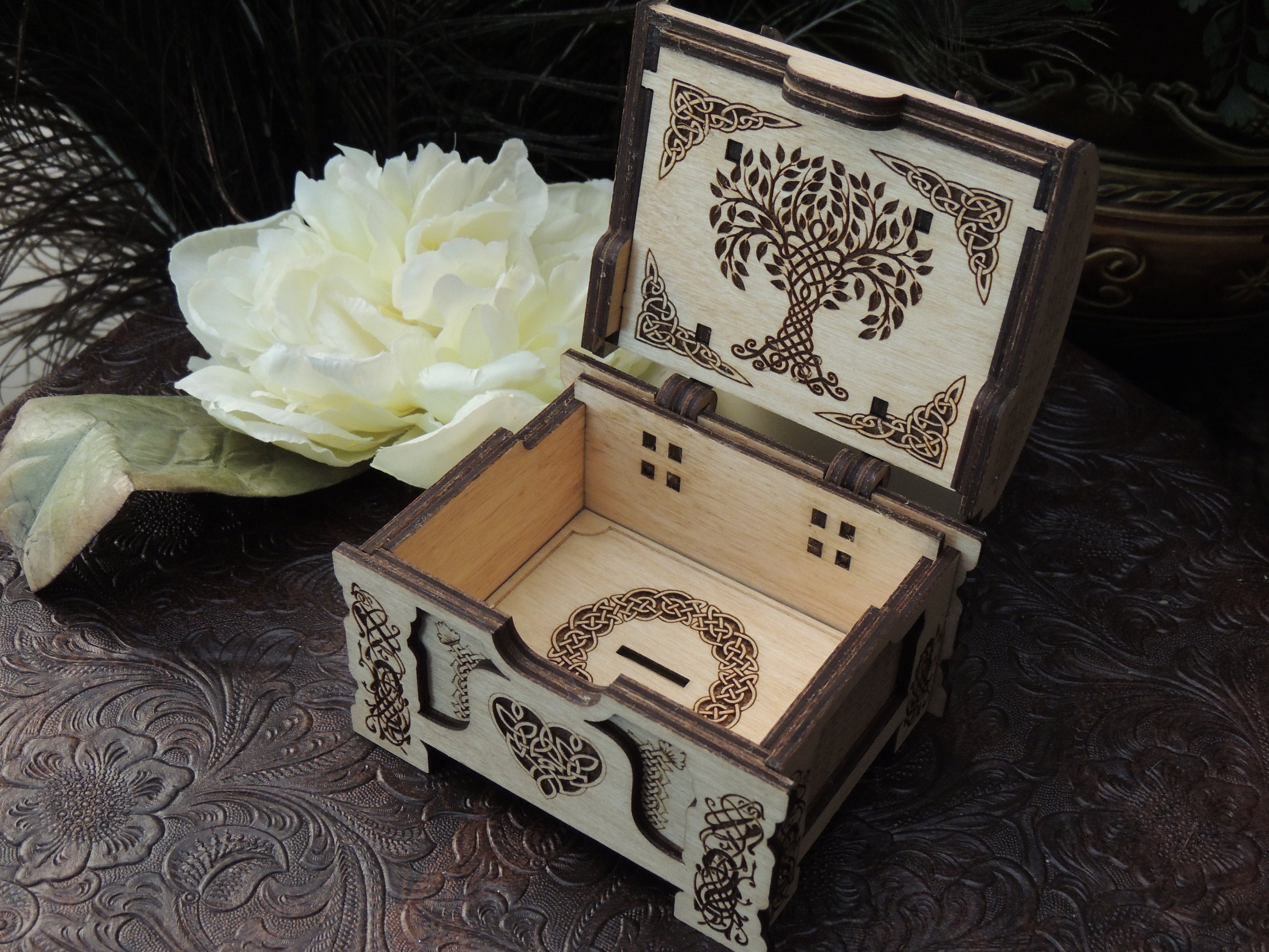 Engagement Ring Presentation Box Tree of Life Celtic Cross - Etsy
