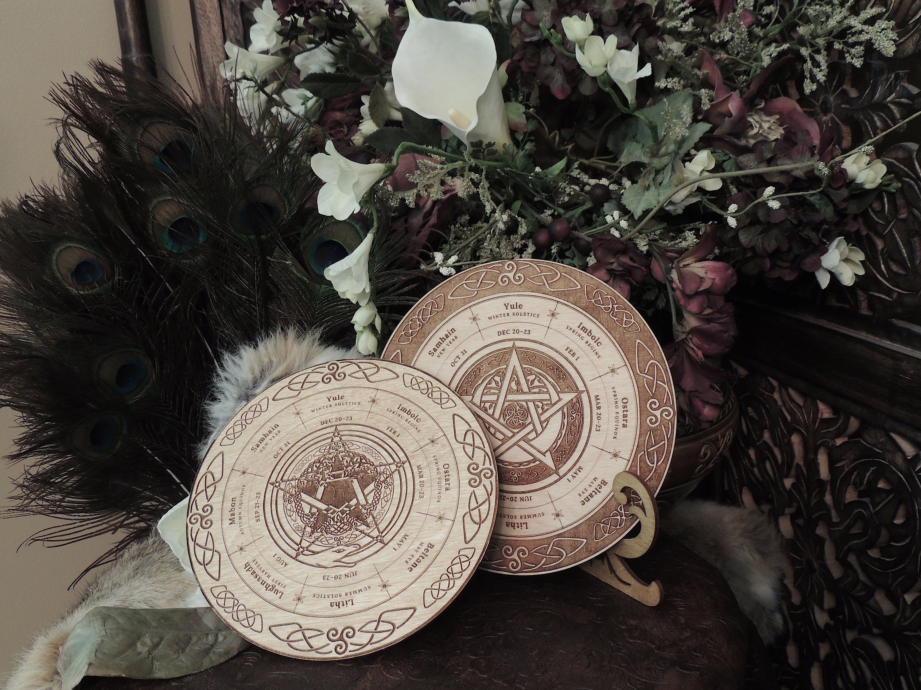 Wiccan Pentacle Solstice Wheel of the Year Pagan Calendar Sabbats ...