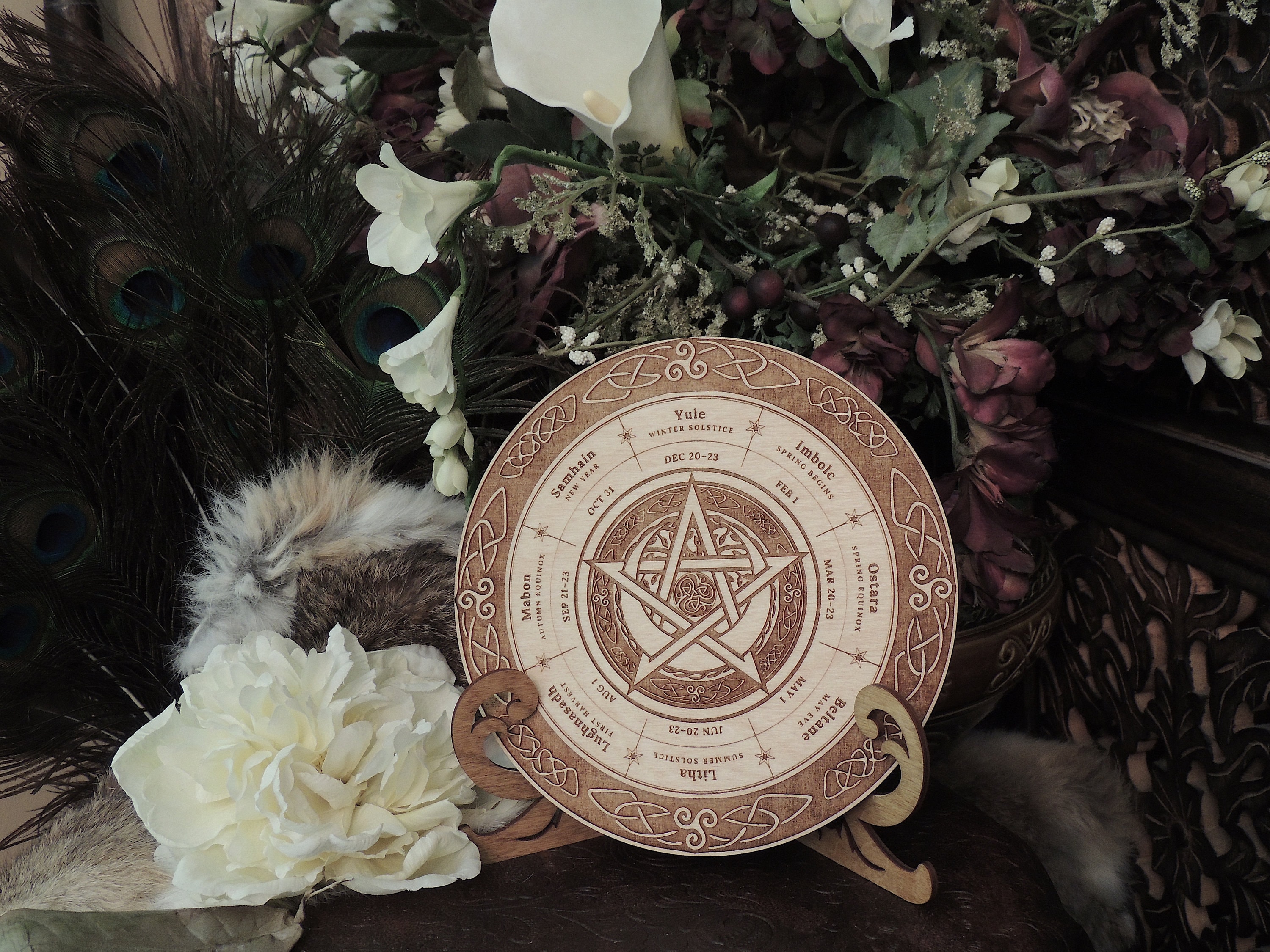 Wiccan Pentacle Solstice Wheel of the Year Pagan Calendar Sabbats ...
