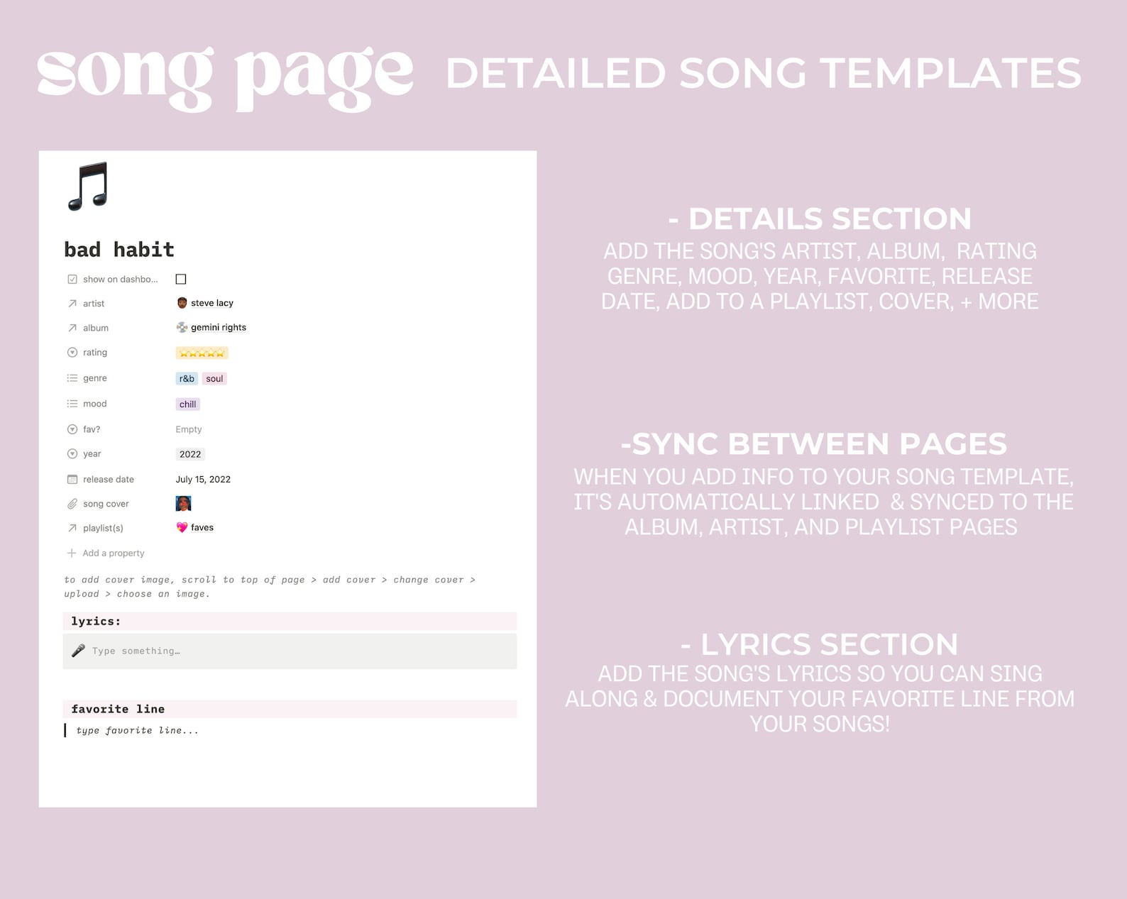 Notion Music Tracker, Aesthetic Music Notion Template, Daily Notion ...