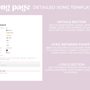 Notion Music Tracker, Aesthetic Music Notion Template, Daily Notion ...