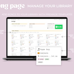 Notion Music Tracker, Aesthetic Music Notion Template, Daily Notion ...