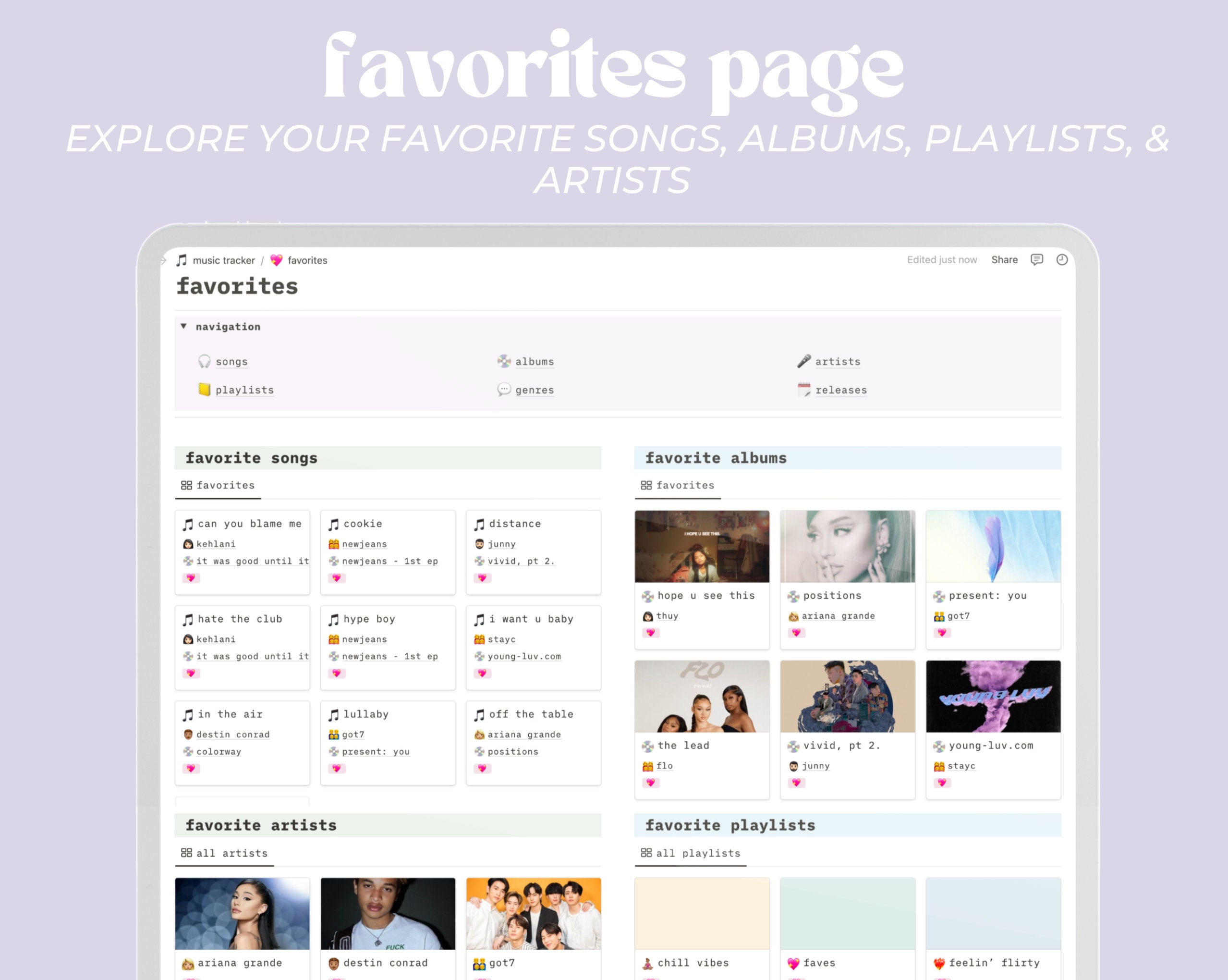 Notion Music Tracker, Aesthetic Music Notion Template, Daily Notion ...