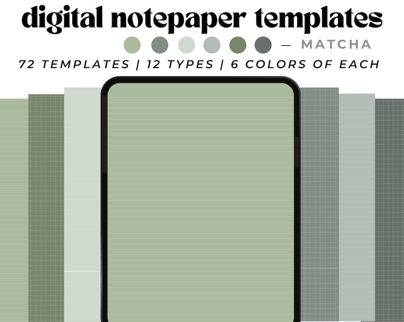 Green Digital Notepaper Templates, Aesthetic Goodnotes Notepaper, Sage ...