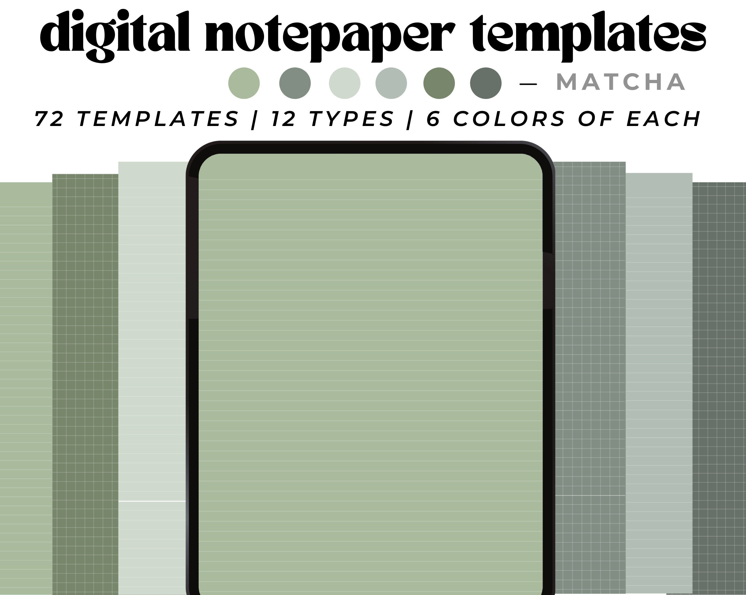 Green Digital Notepaper Templates, Aesthetic Goodnotes Notepaper, Sage ...