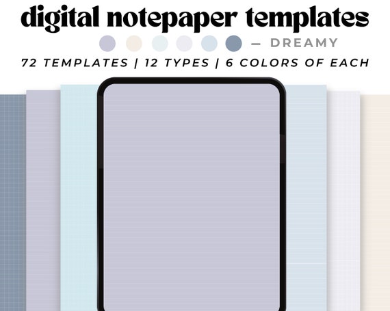 Purple Digital Notepaper Templates Pastel Goodnotes | Etsy