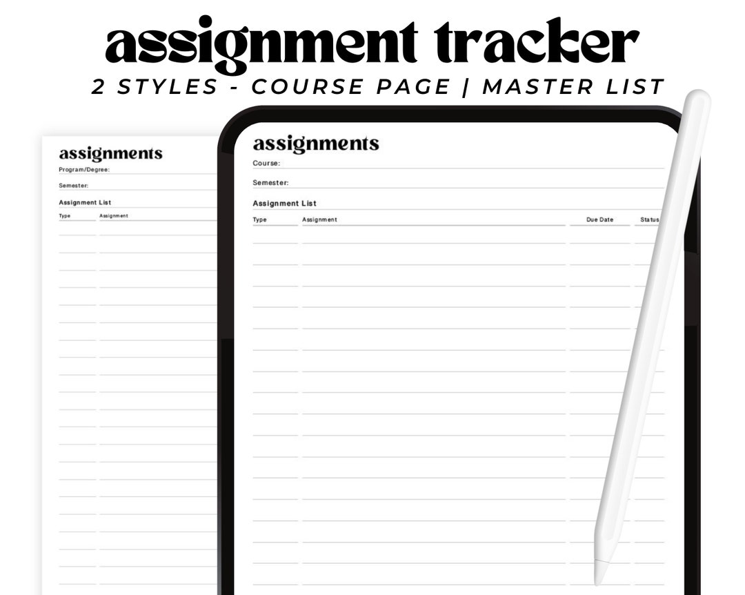 Digital Assignment Tracker, Goodnotes Notepaper, Student Homework List ...