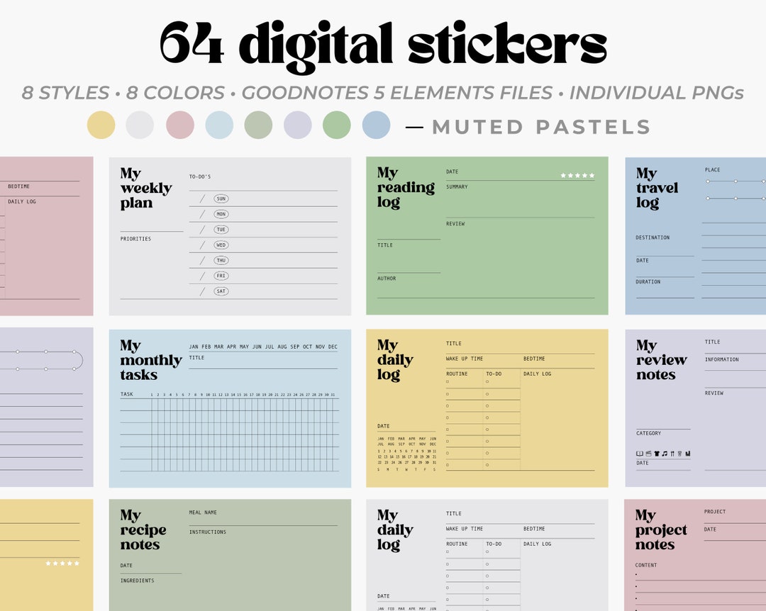Pastel Digital Stickers, Aesthetic Digital Sticky Notes, Planner ...