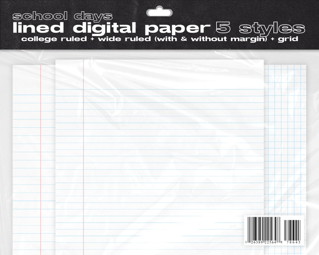 School Digital Notepaper Templates, Lined Digital Paper, Aesthetic ...