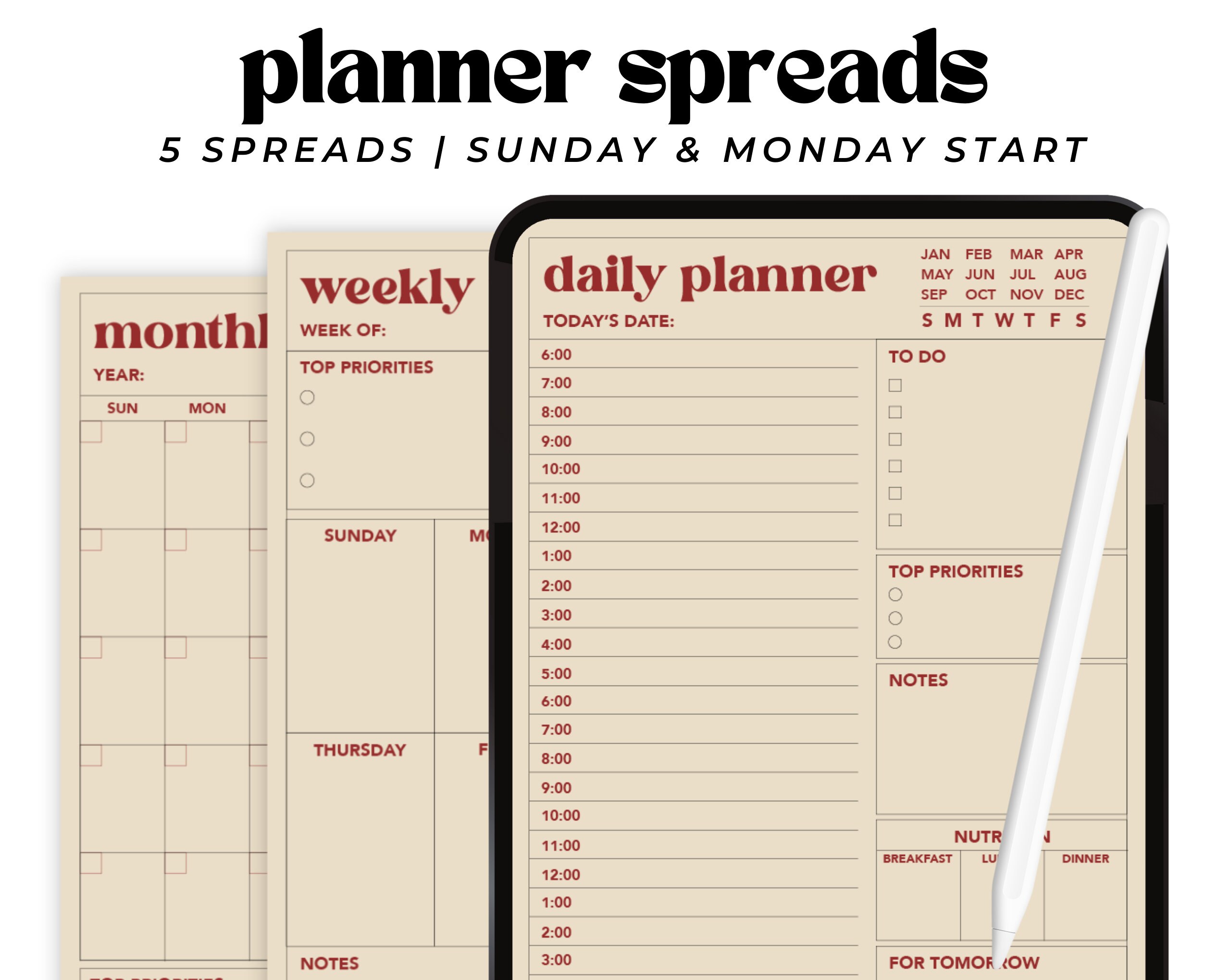 Neutral Digital Planner, Aesthetic Digital To-do List, Goodnotes ...