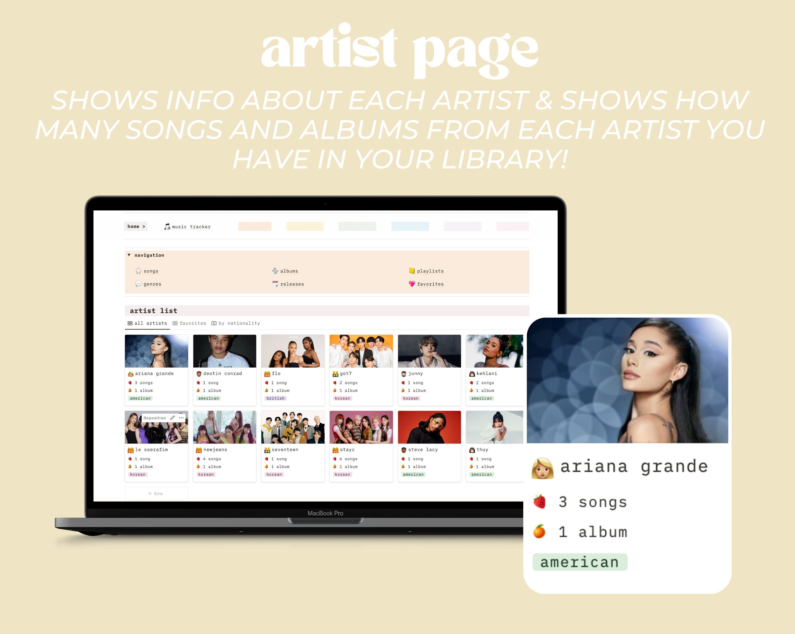 Notion Music Tracker, Aesthetic Music Notion Template, Daily Notion ...