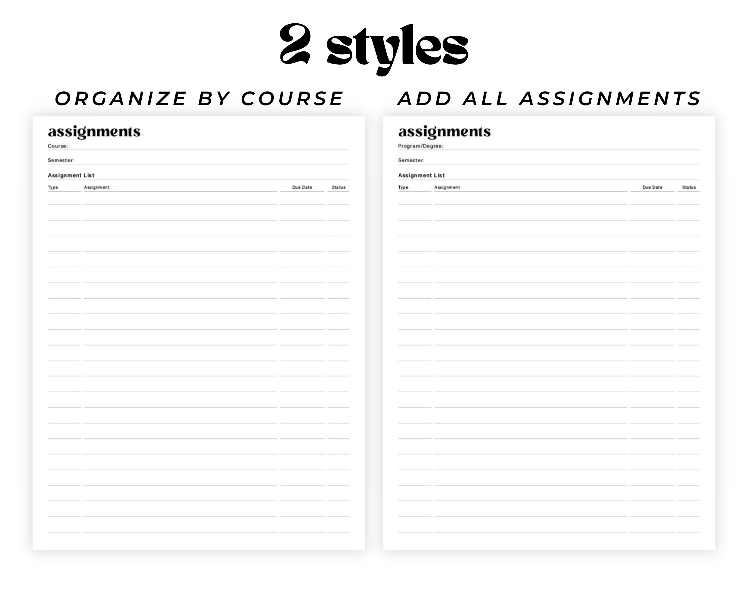 Digital Assignment Tracker, Goodnotes Notepaper, Student Homework List ...