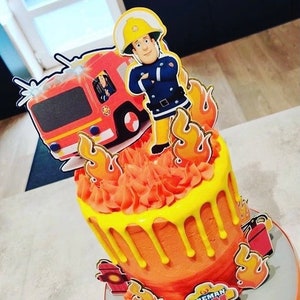 Fireman Sam Cake Topper, Fireman Cake Topper, Fire Engine Cake Topper ...