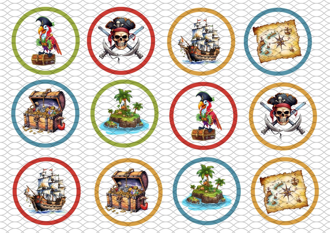 Instant Download. Pirates Cupcake Toppers, Digital Print, Printable ...