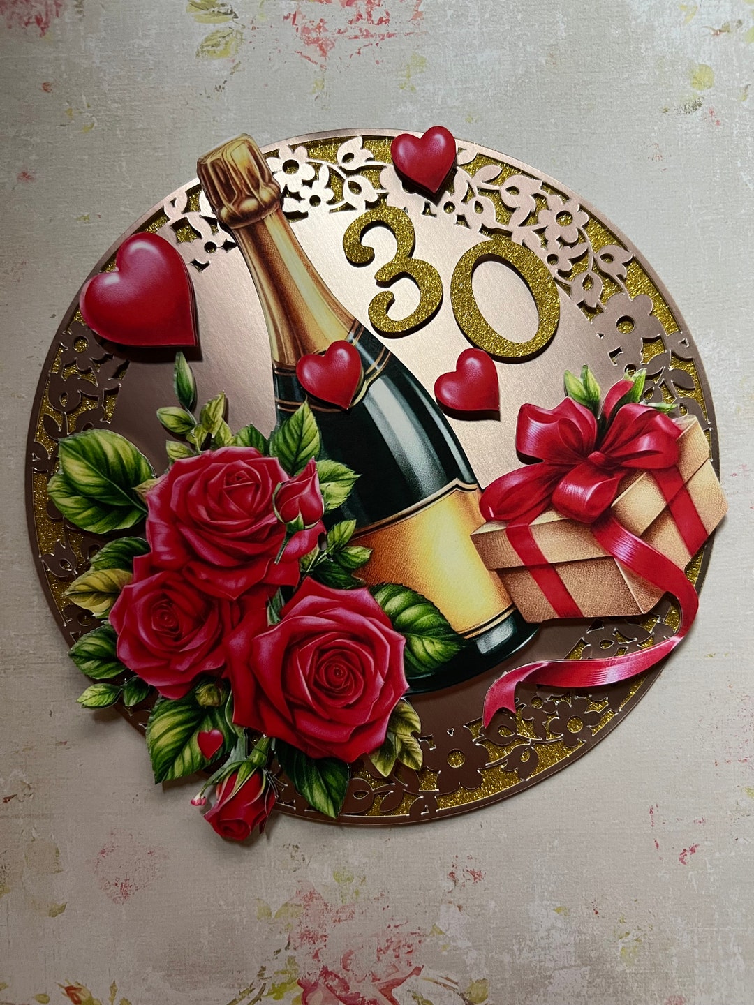 Champagne Cake Topper Birthday Cake Topper 30th Birthday Cake Topper