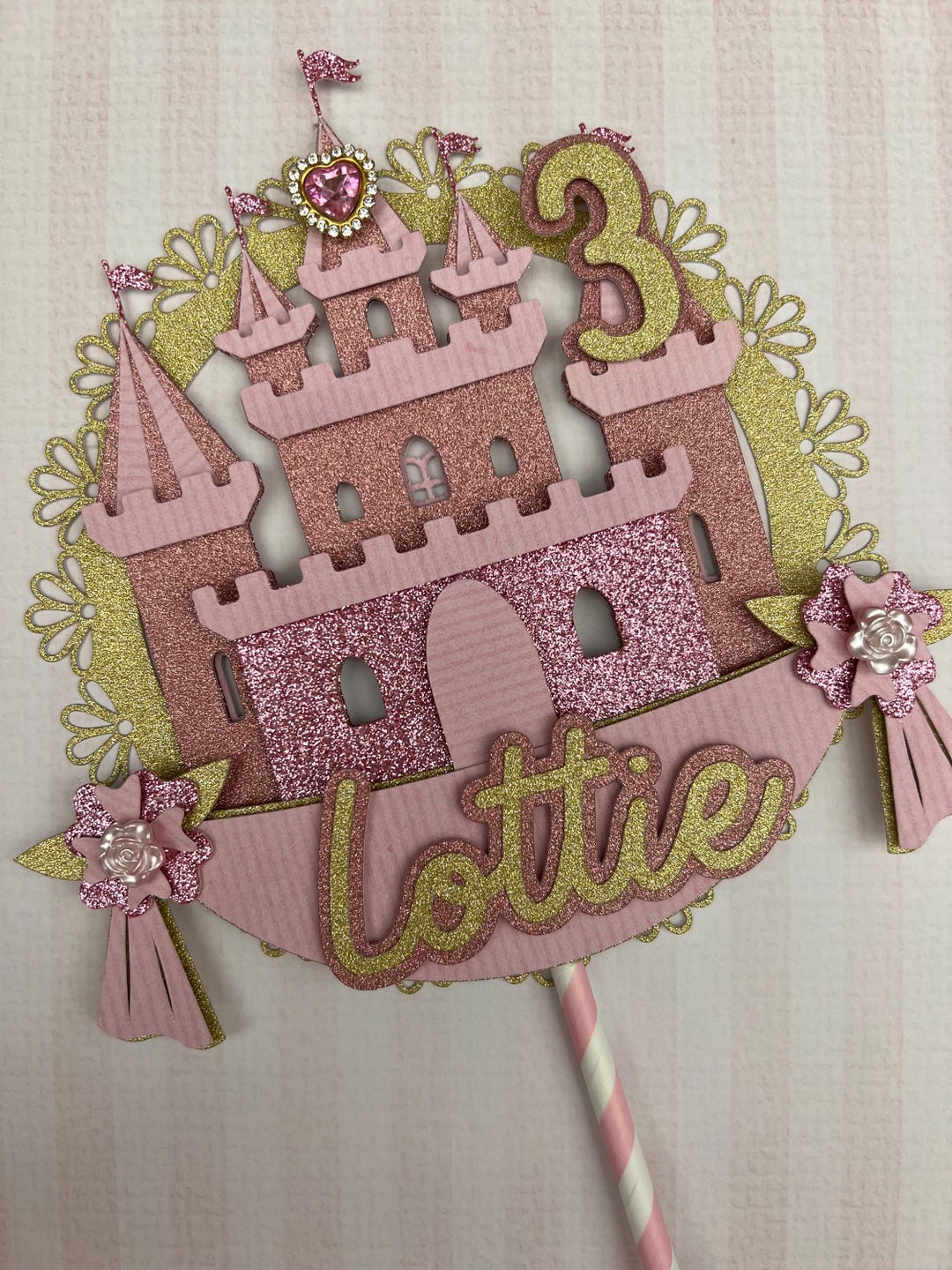 Pink Castle Birthday Cake Topper, Magic Castle Cake Topper, Princess ...