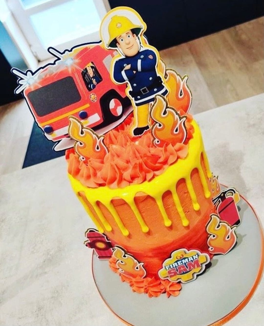 Fireman Sam Cake Topper, Fireman Cake Topper, Fire Engine Cake Topper ...
