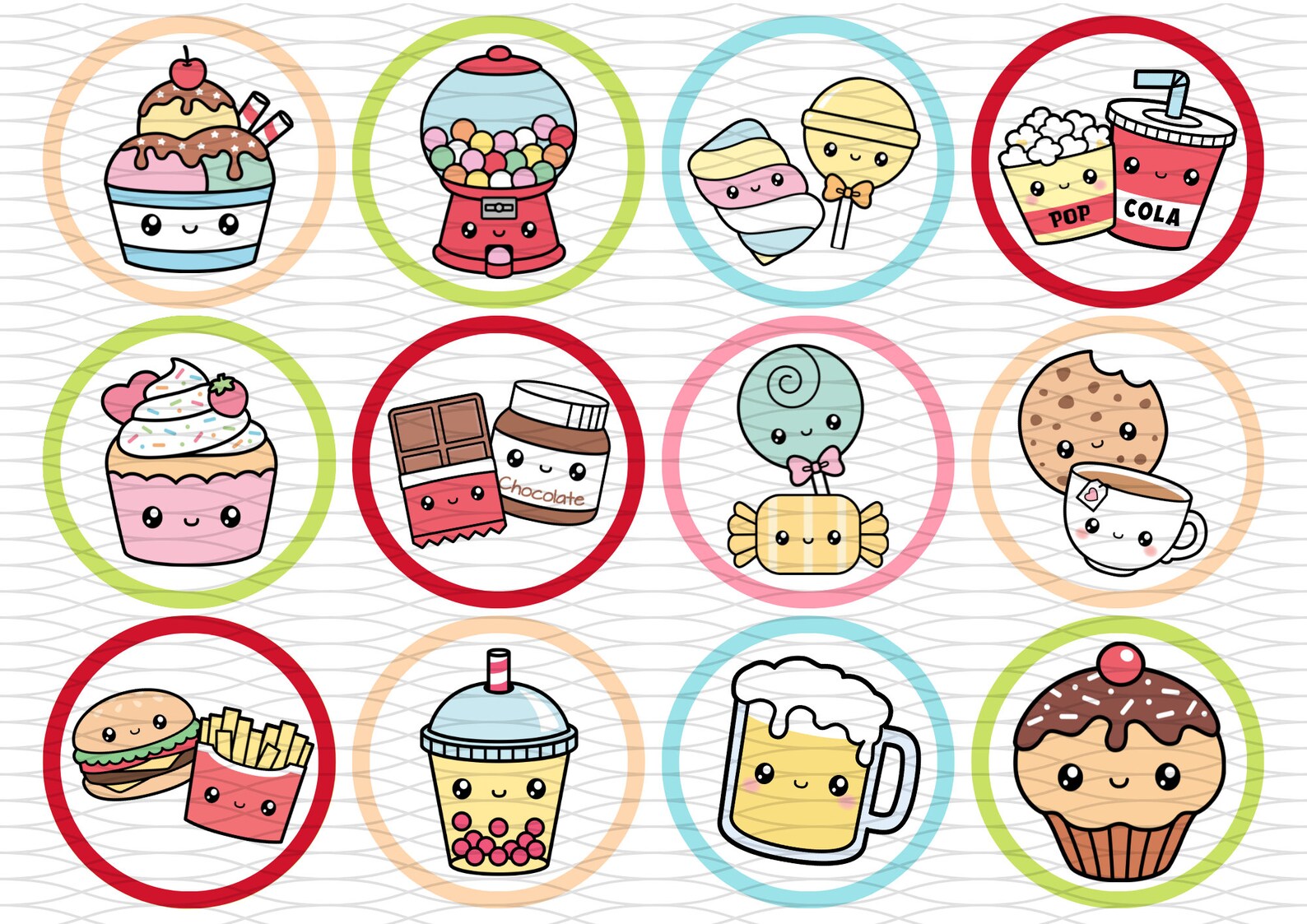 Instant Download. Kawaii Cupcake Toppers Digital Print - Etsy