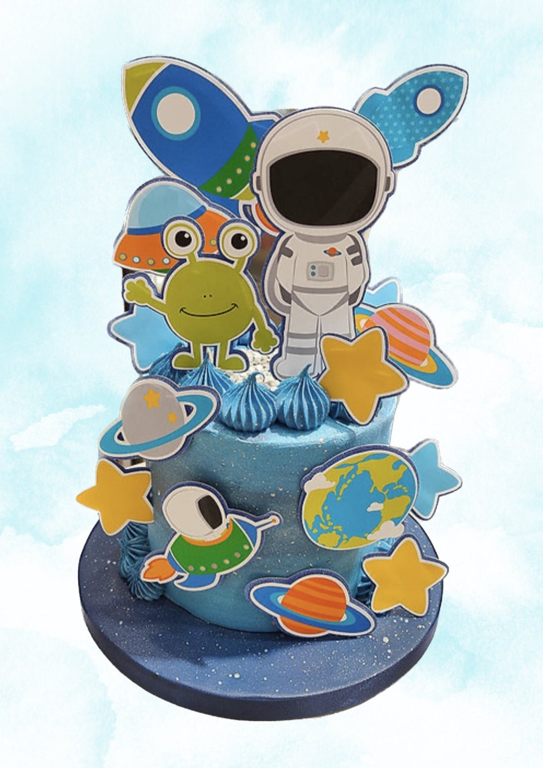 Space Cake Topper Set, Space Cake Topper, Alien Cake Topper, Astronaut ...