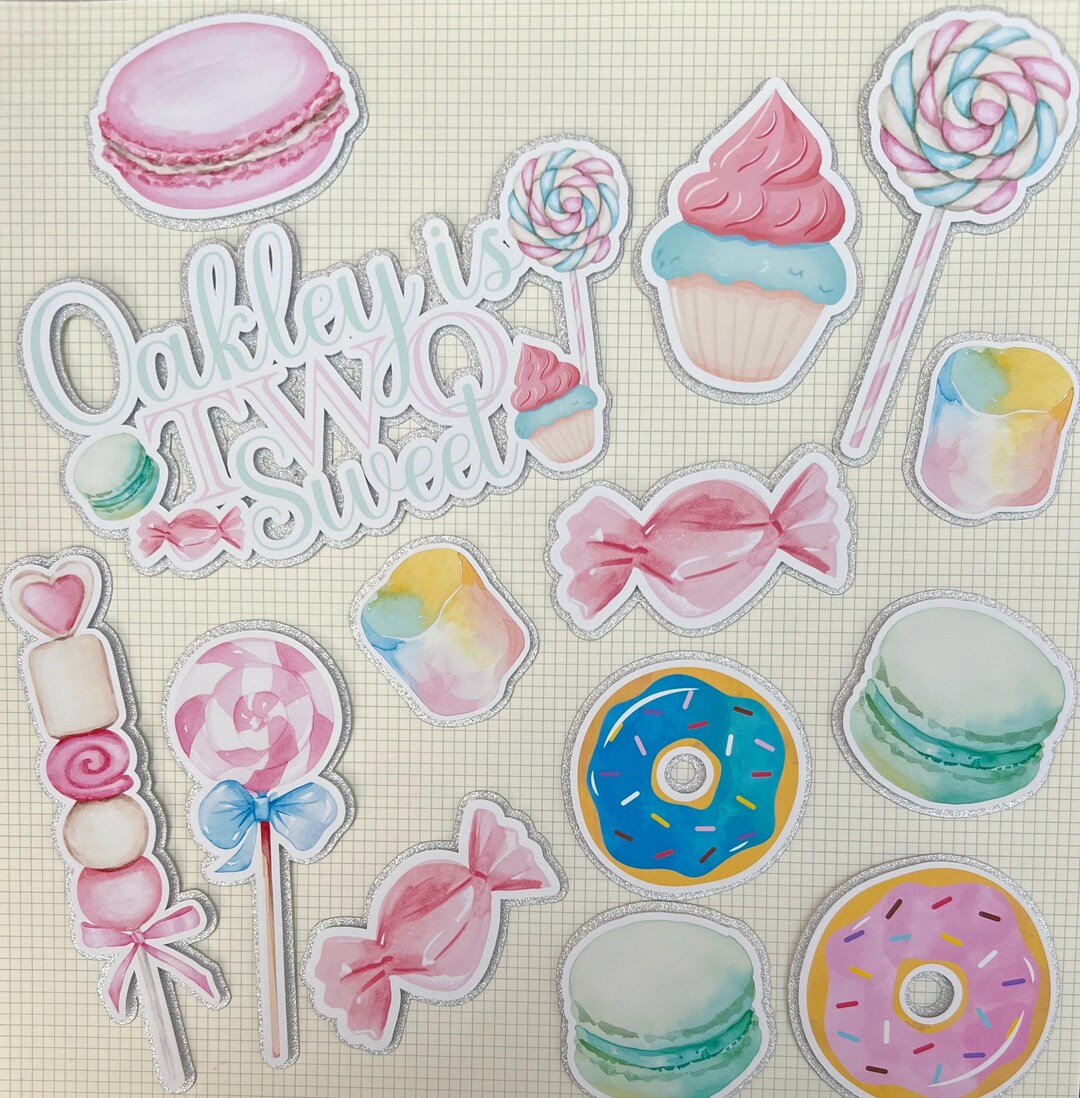 Two Sweet Cake Toppers Set, Candy Cake Charms, Sweet Cake, Too Sweet ...
