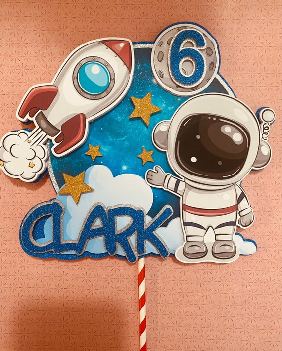 Space Cake Topper Rocket Cake Topper Astronomer Cake Topper | Etsy