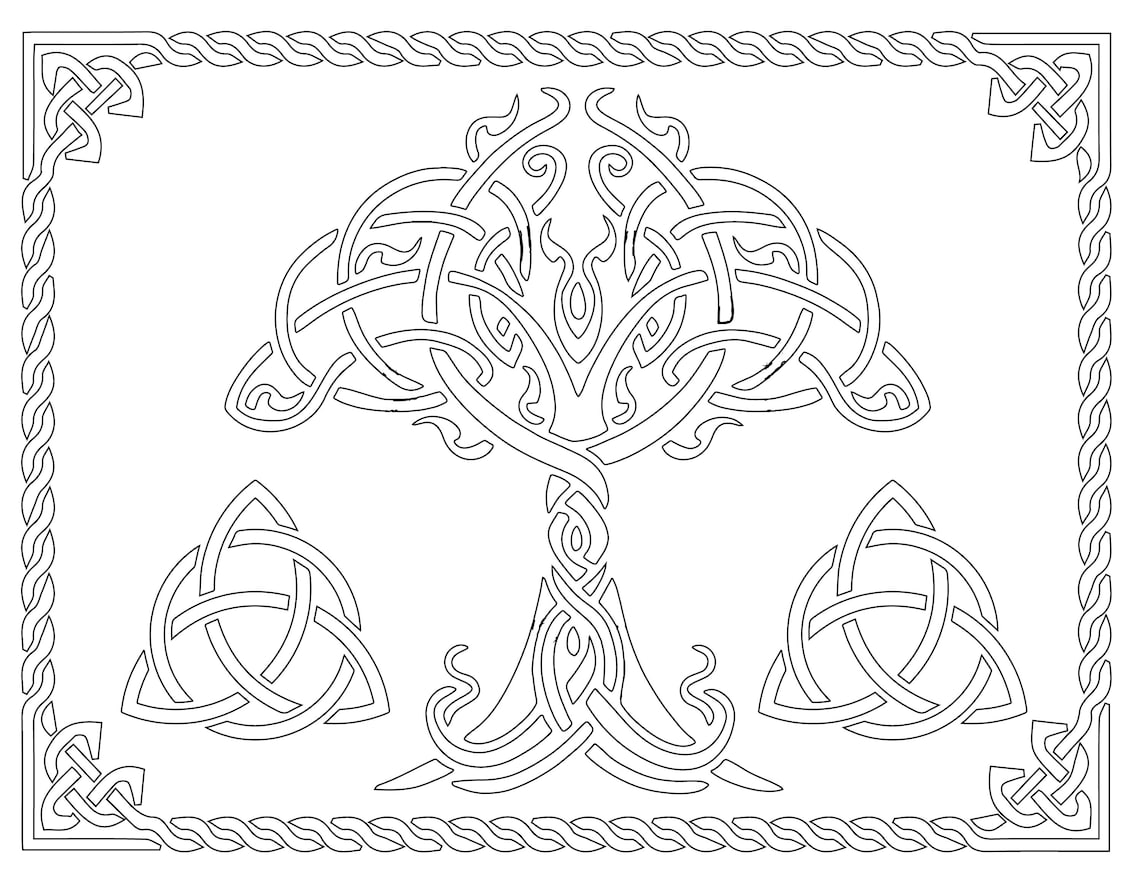 Ouroboros Celtic Tree Of Life Sketch Coloring Page