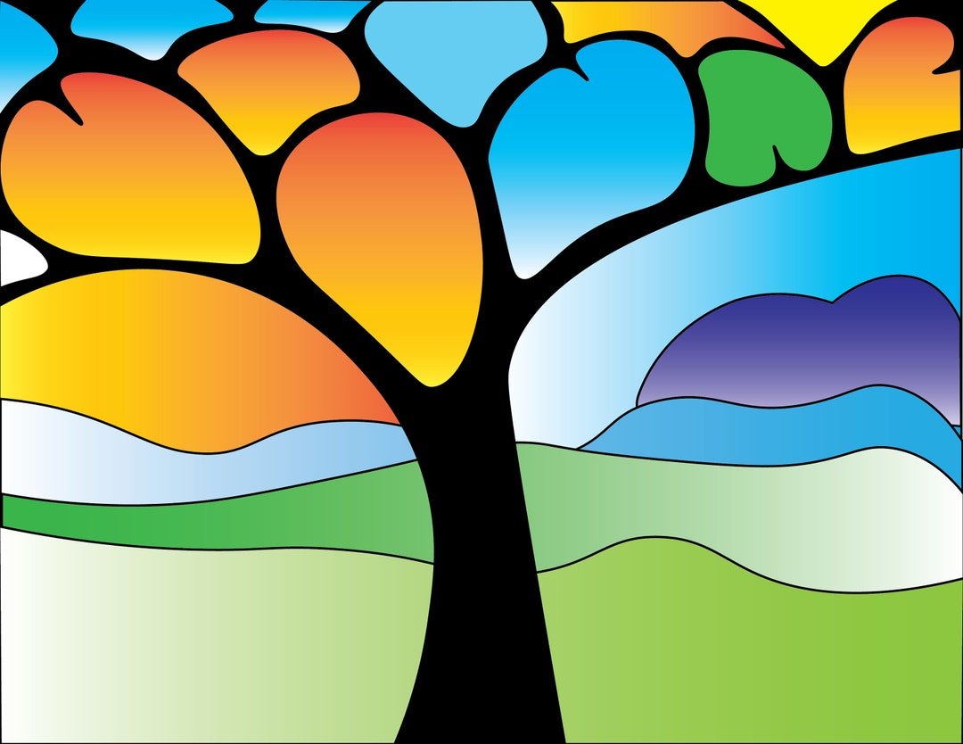 Abstract Tree Coloring Page - Etsy