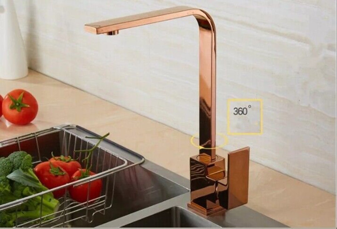 Rose Gold Kitchen Tap Mixer Mono Faucet Basin Sink Swivel Spout Brass ...