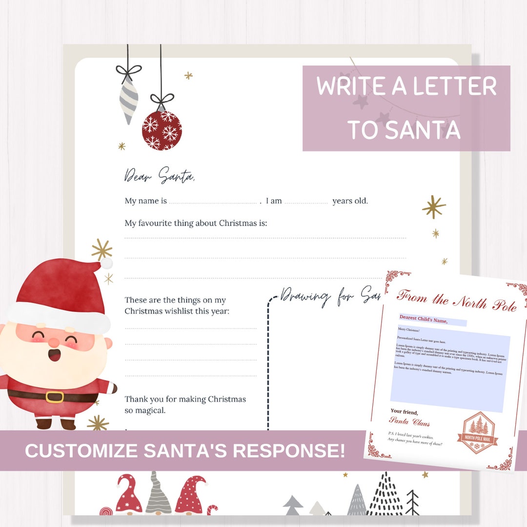 Dear Santa Letter for Children, Personalized Santa Response Template ...