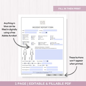 Daycare Incident Accident Report Form, Ouch Report, Family Home Daycare ...