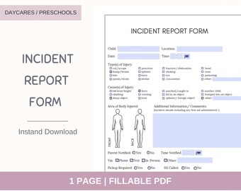 Incident Report Form Daycare - Etsy