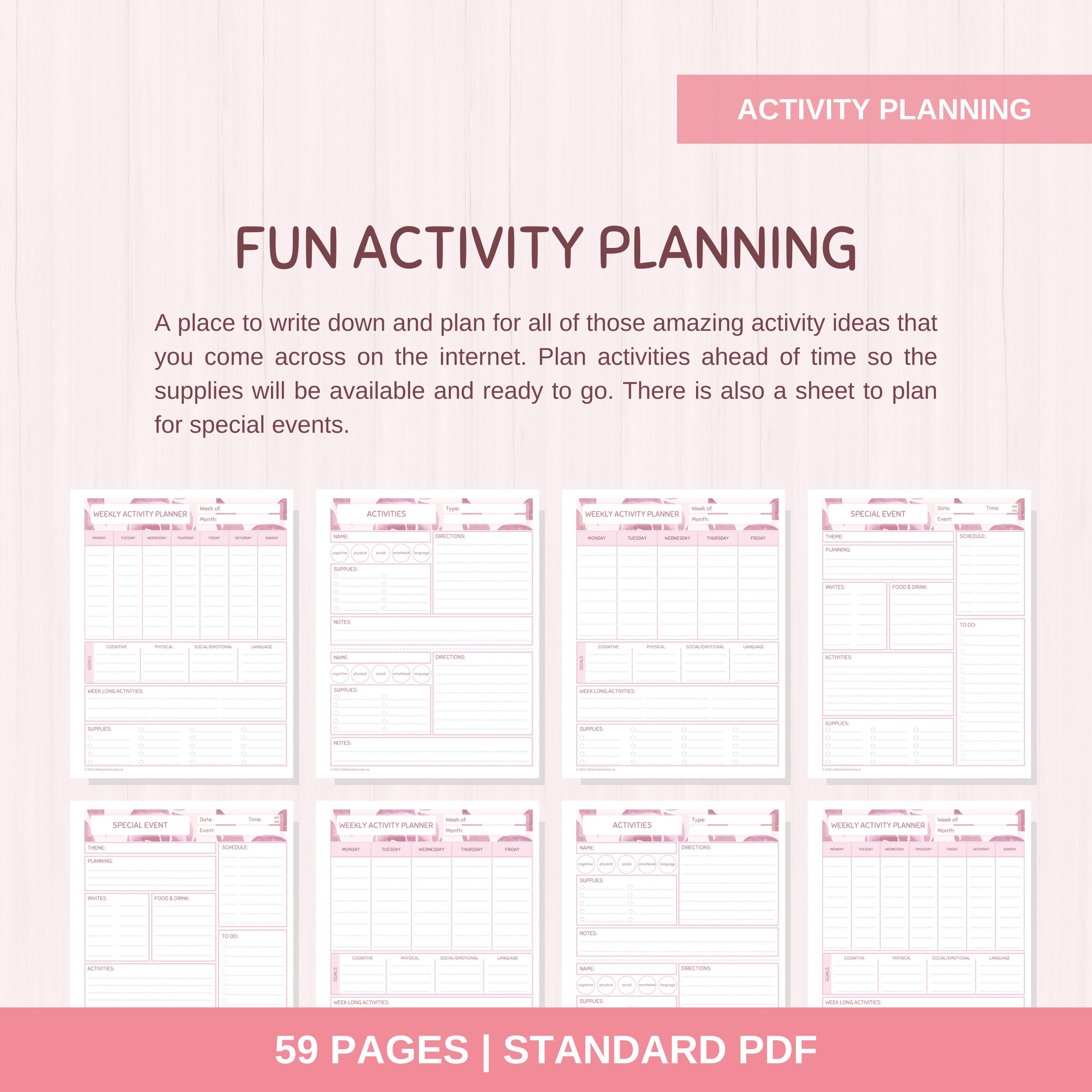 Daycare Program DIY Planner, Pink Floral, Daily Planning Binder, Home ...