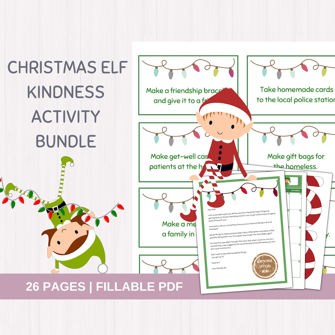 Christmas Elf Printable Prop Activity Bundle, Kindness Challenge, Elf ...