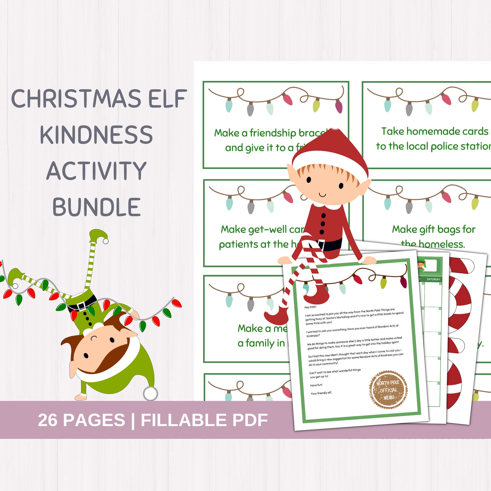 Christmas Elf Printable Prop Activity Bundle, Kindness Challenge, Elf ...