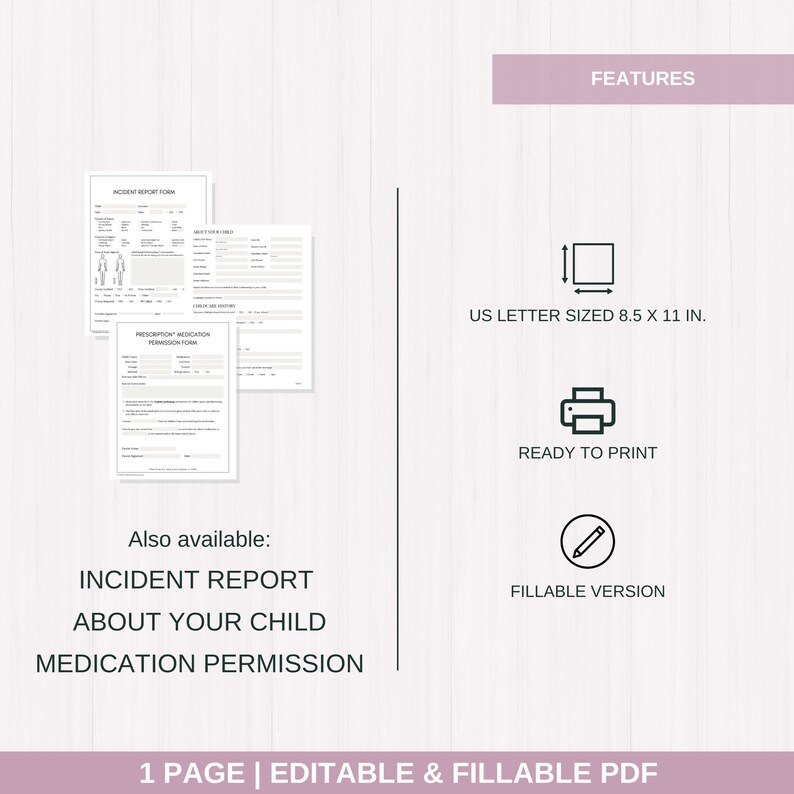Daycare Illness Notice Report Form, Sick Note, Family Home Daycare ...