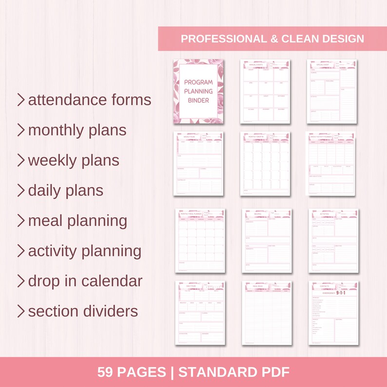 Daycare Program DIY Planner, Pink Floral, Daily Planning Binder, Home ...