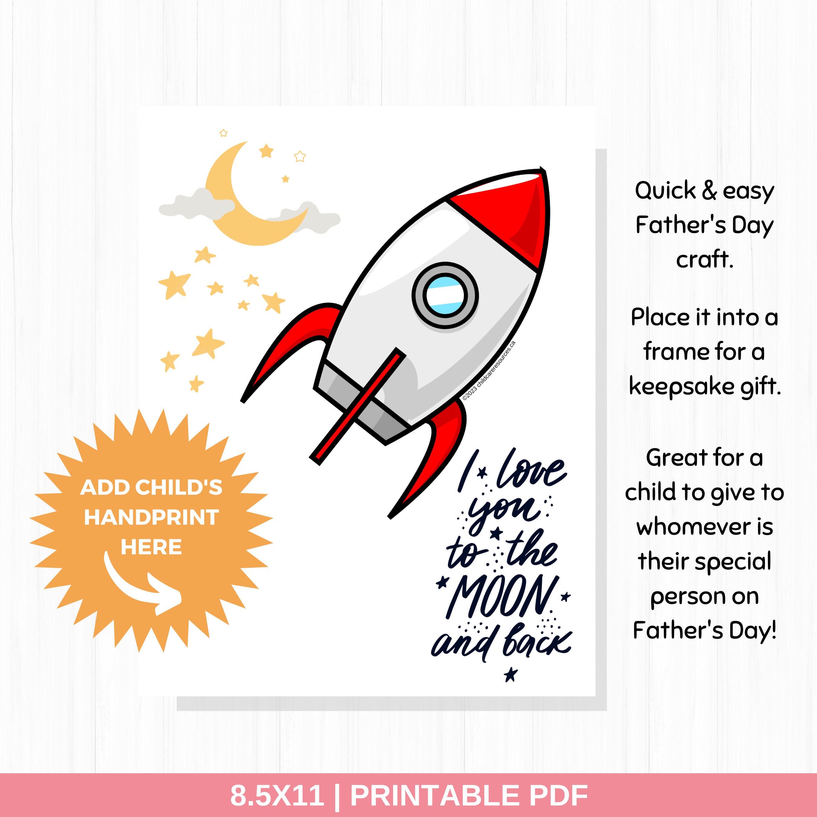 Father's Day Rocket Ship Handprint Art, Daddy Handprint Art, Kids ...