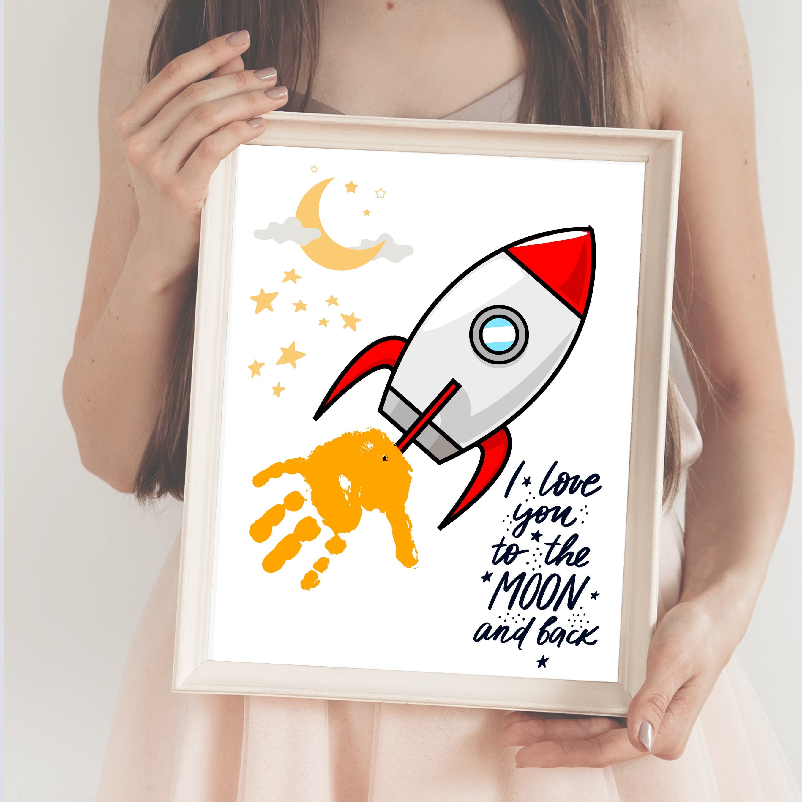 Father's Day Rocket Ship Handprint Art, Daddy Handprint Art, Kids ...