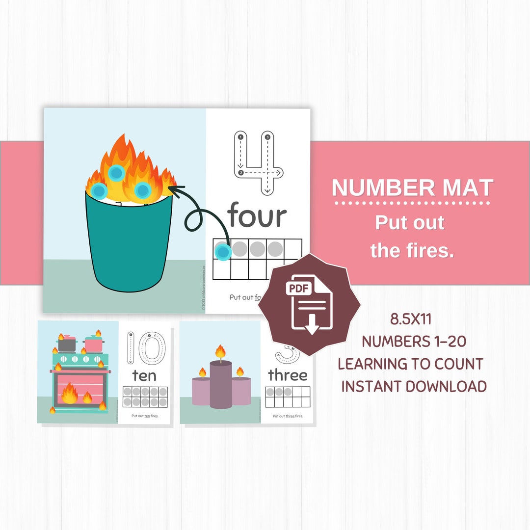 Fire Fighter Playdough Mats, Learn to Count, Numbers 1-20, Tracing ...