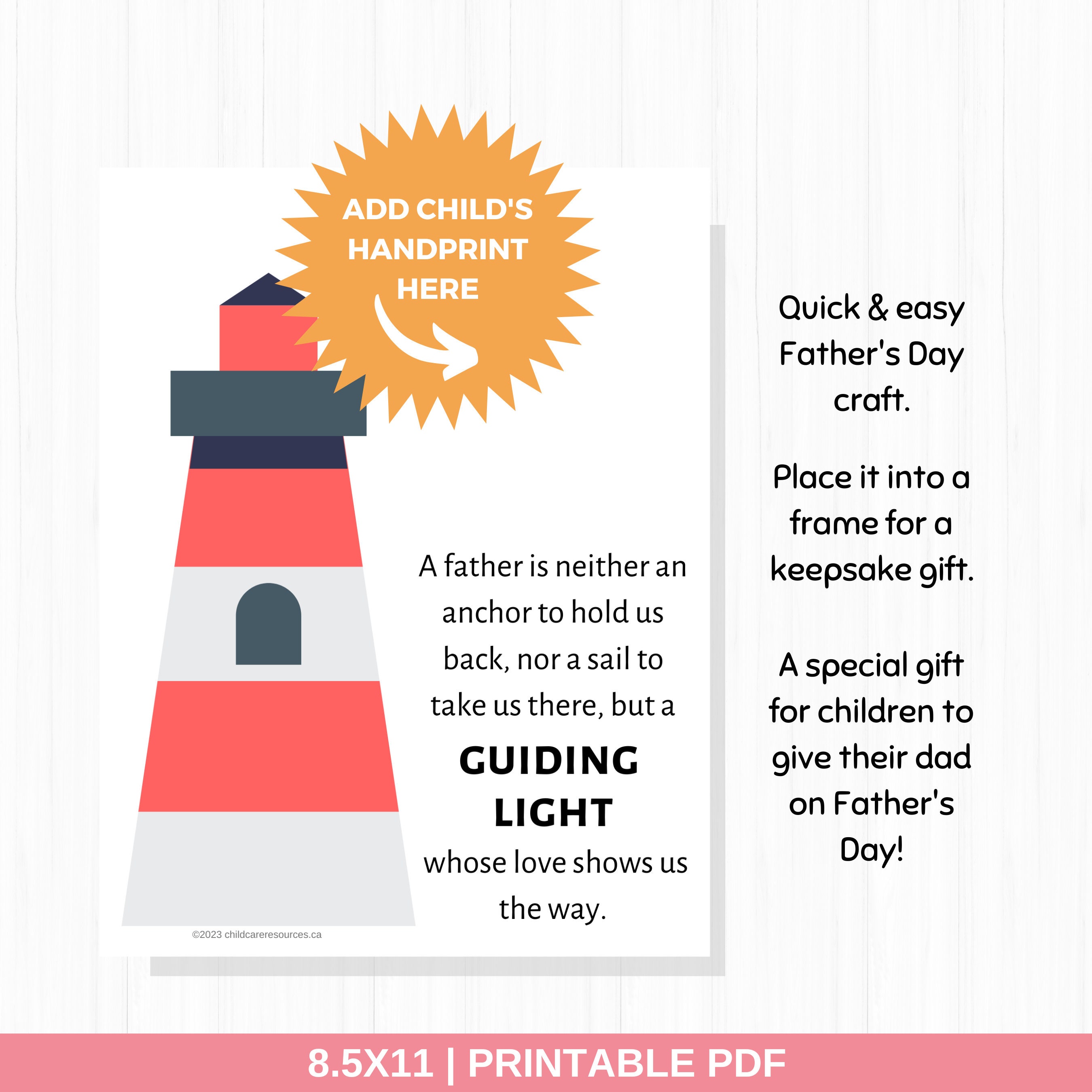 Father's Day Lighthouse Handprint Art, Gift for Dad From Kids Toddler ...