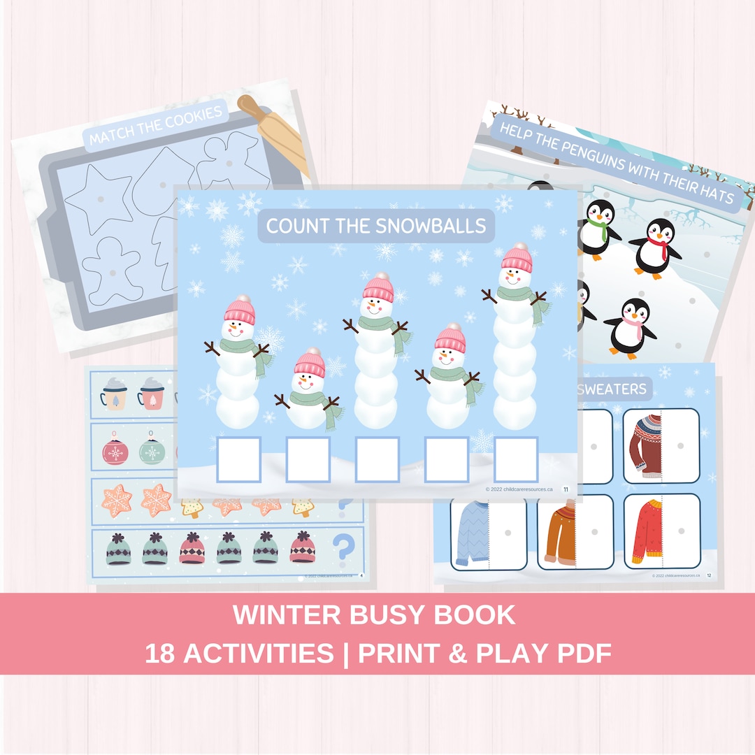 Winter Busy Book, Winter Activity Binder, 18 Activities, Matching ...